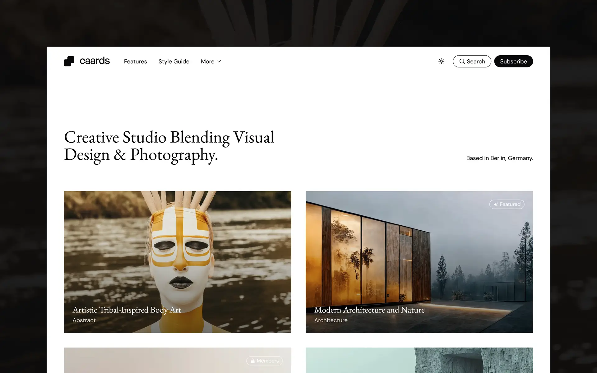 Caards Ghost Theme - Ekto Themes